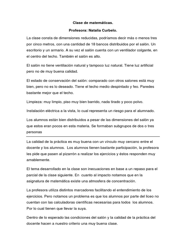 Clase de Matemáticas | PDF | Naturaleza | Escuelas
