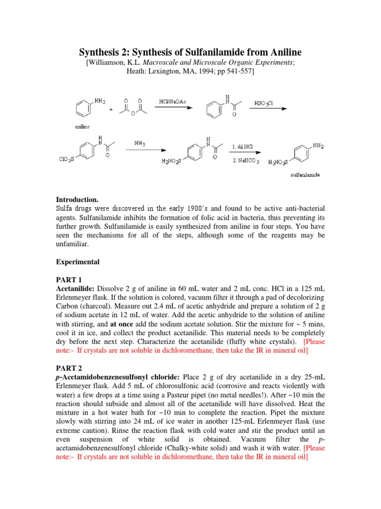 Sulfanilamide Synthesis 2 | PDF | Solubility | Solution Sulfanilamide Synthesis 2 | PDF | Solubility | Solution