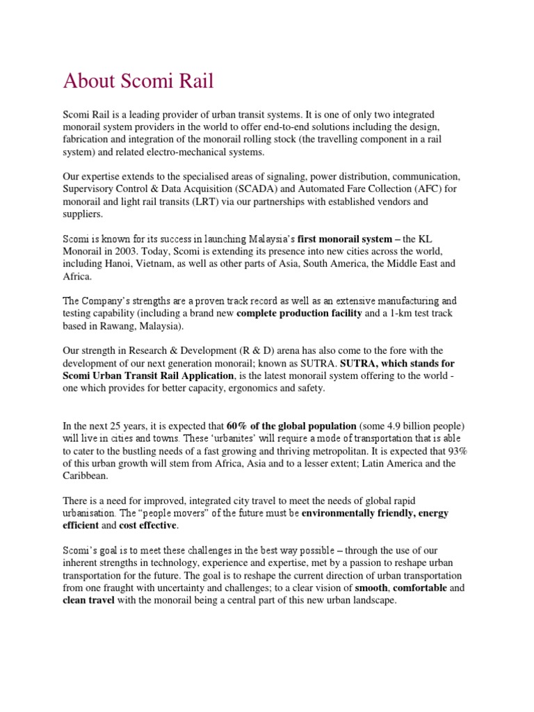 About Scomi Rail: Scomi Urban Transit Rail Application, Is The Latest ...