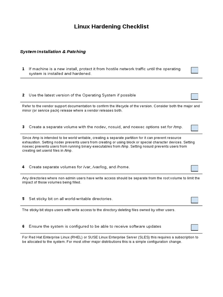 UCD Linux Security Checklist | PDF | Secure Shell | Firewall (Computing)