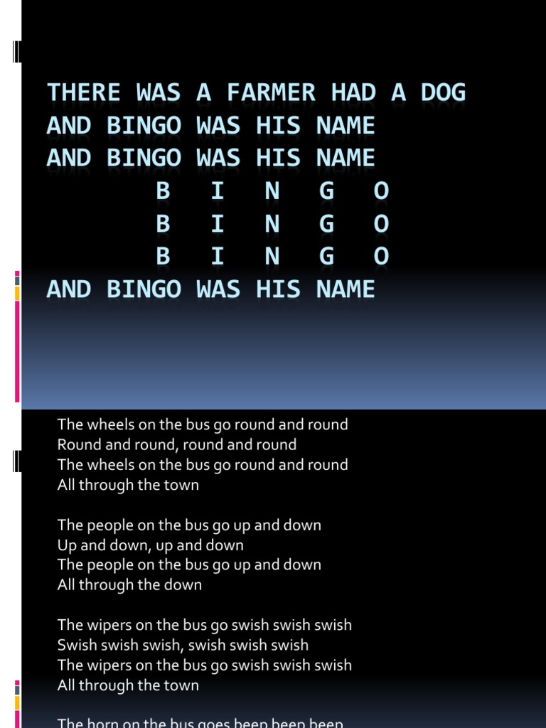 There Was A Farmer Had A Dog and Bingo Was His Name and Bingo Was His ...