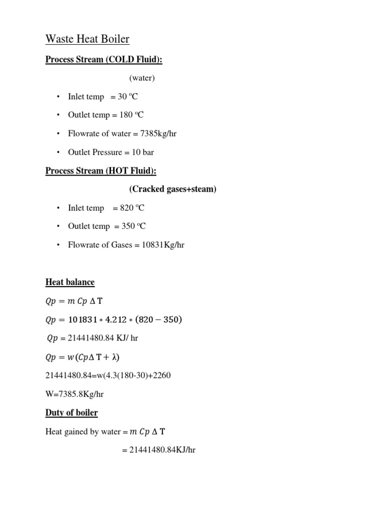 Analysis and Design of a Waste Heat Recovery Boiler from Cracked Gases ...