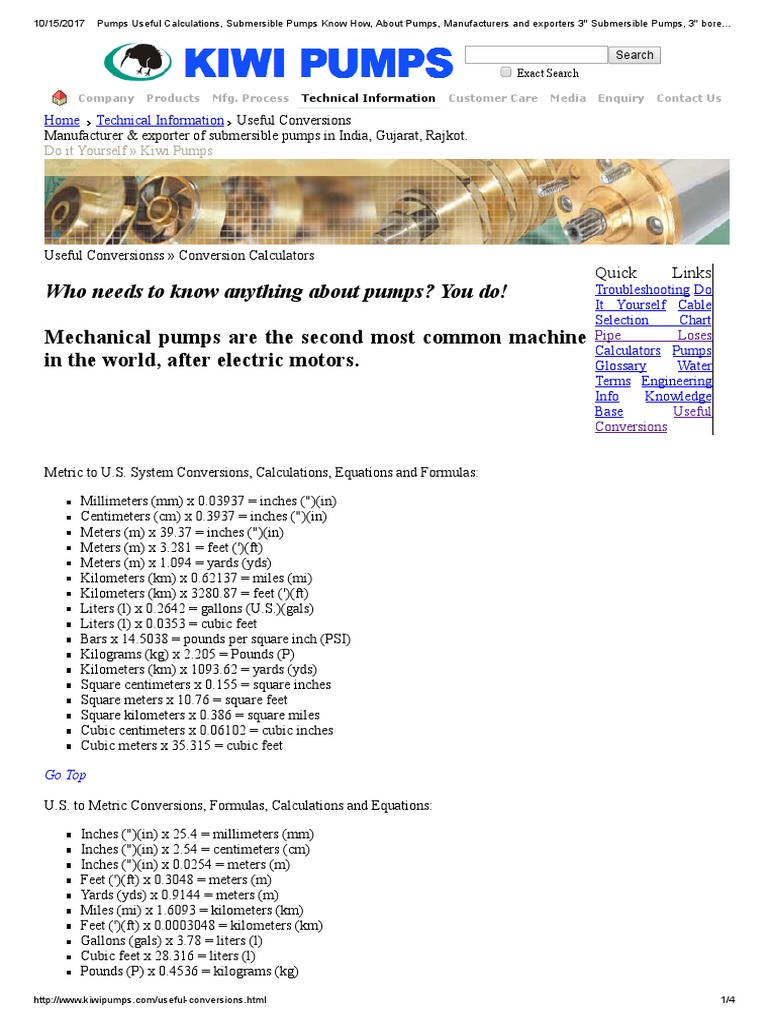 Pump Calculation | PDF | Horsepower | Foot (Unit)