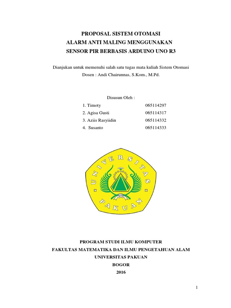 Proposal Alarm Anti Maling Menggunakan S | PDF