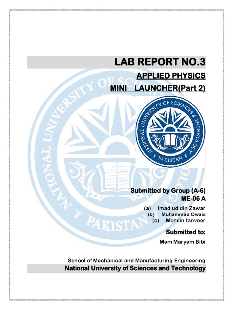 Lab Report No.3: Applied Physics Mini Launcher (Part 2) | PDF ...