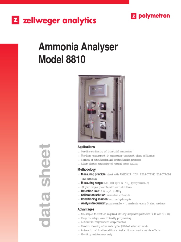 Polymetron Ammonia Analyser Model 8810 | PDF
