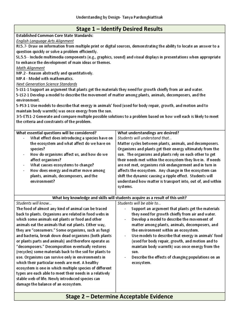 Understanding by Design-Life Science-1 | PDF | Food Web | Ecosystem