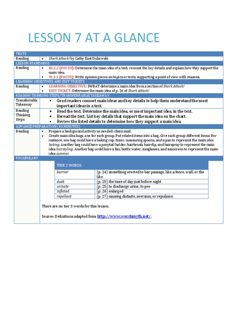 Lesson 7 at A Glance | PDF