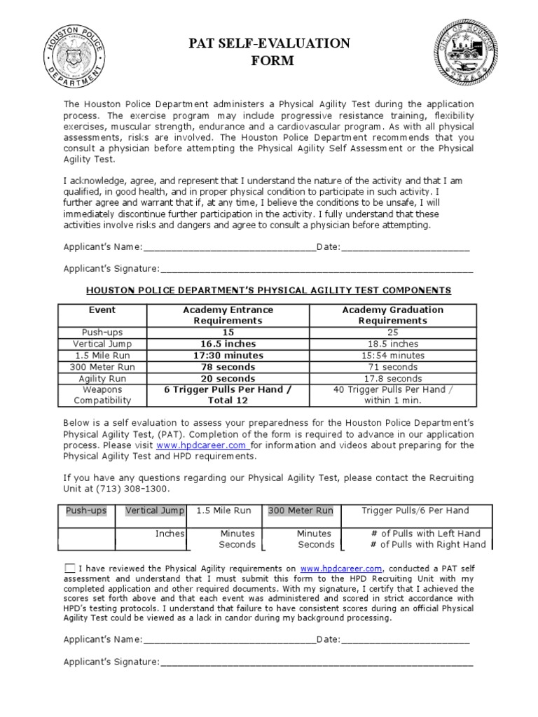 HPD Physical Agility Test Overview | PDF | Educational Assessment ...