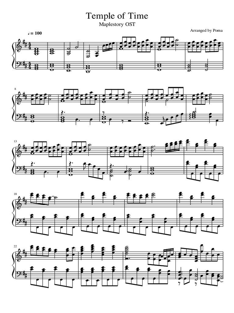 Temple of Time - MapleStory Piano - by Poma | PDF