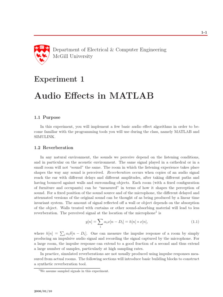 Audio Effects in MATLAB: Experiment 1 | PDF | Sampling (Signal Processing) | Telecommunications ...