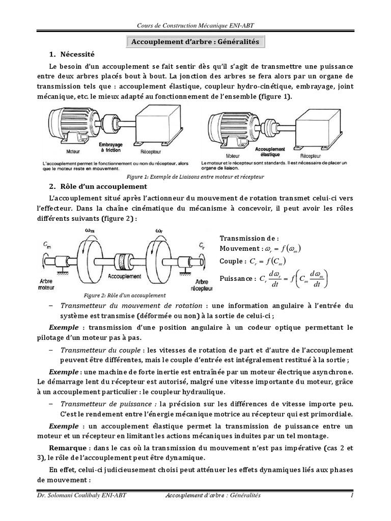 Accouplement Généralités | PDF | Embrayage | Moteurs