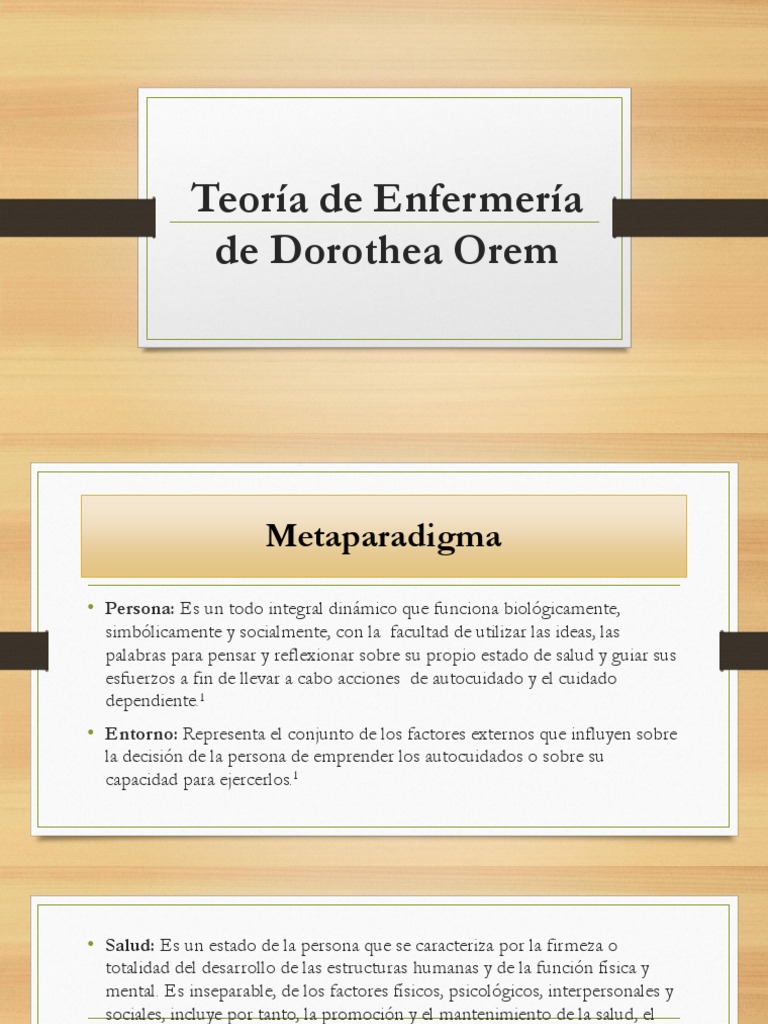 Teoría de Autocuidado de Orem | PDF | Enfermería | Aparición