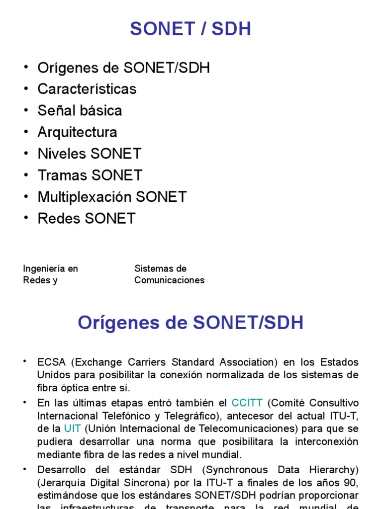 Sonet / SDH | PDF | Estándares de red | Protocolos de comunicaciones