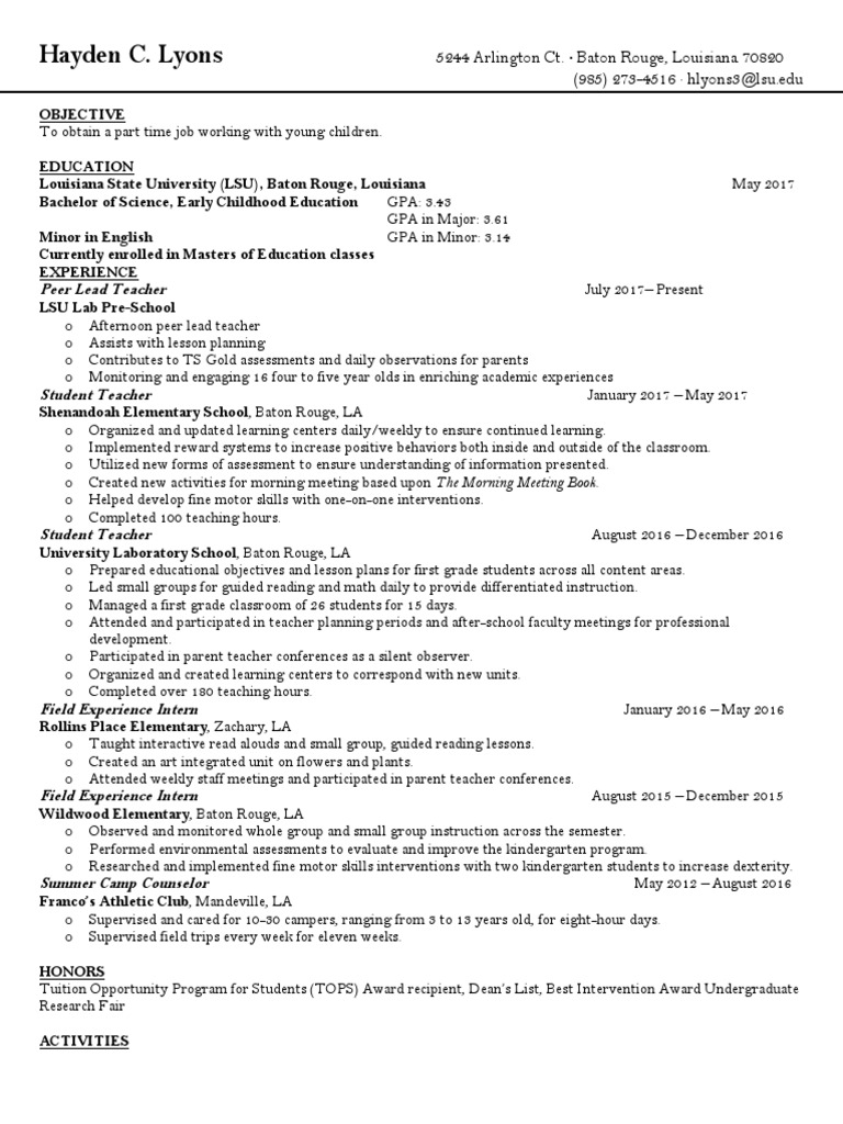 Lyons Resume | PDF | Differentiated Instruction | Teachers