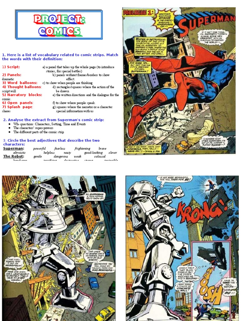 507 Comics Part 1 of 5 Superman Extracts and Activities | PDF ...