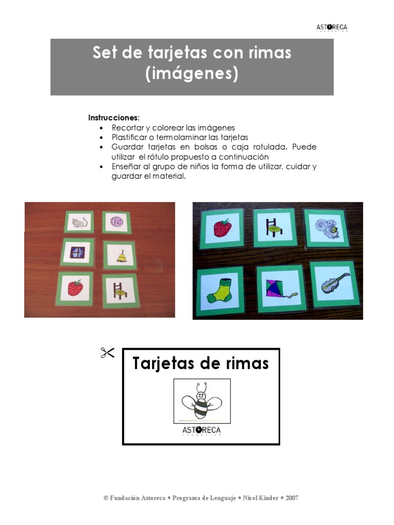 Set de Tarjetas Con Rimas - Imágenes | PDF