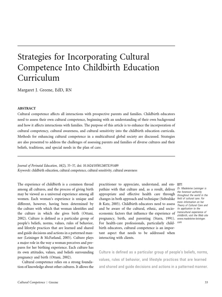 Strategies For Incorporating Cultural Competence Into Childbirth ...