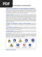 Normas de Seguridad en Un Taller Mecánico | PDF | Herramientas | Color