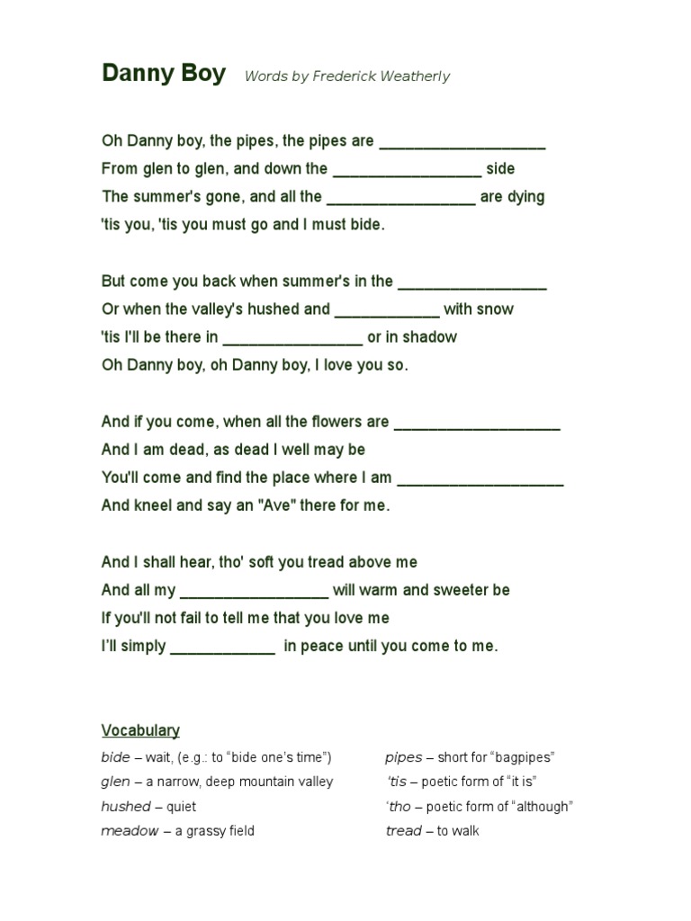 Dannyboy Esl Music Lesson | PDF