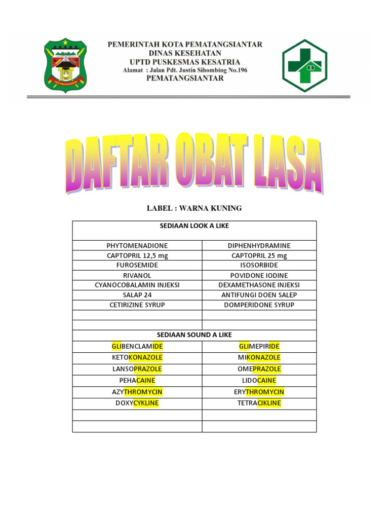 Daftar Obat Lasa PBH Edit | PDF
