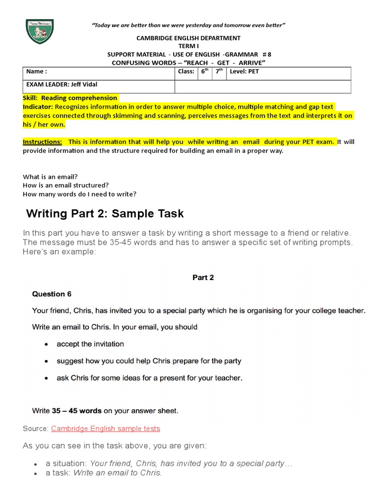 Writing An Email | PDF | Test (Assessment) | Cognitive Science