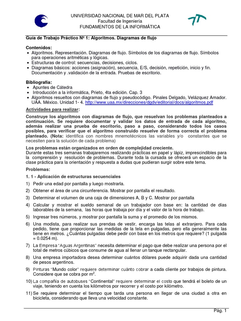 TP1 - Algoritmos-Diagramas de Flujo | PDF | Algoritmos | Euro