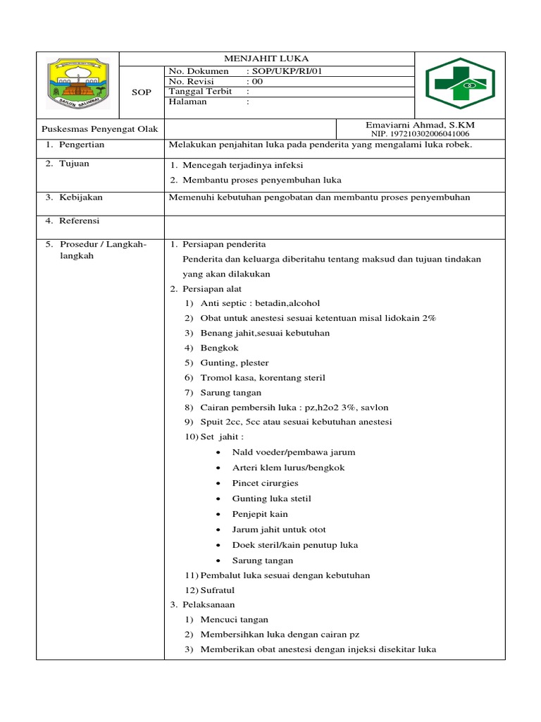 Sop Menjahit Luka | PDF