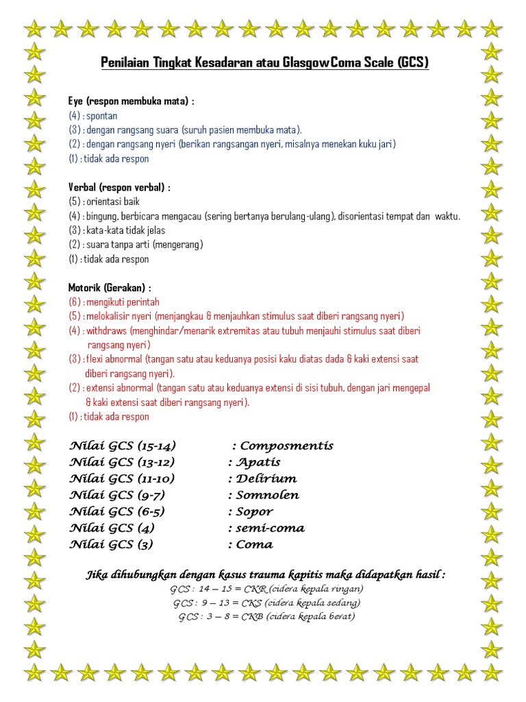 Penilaian Tingkat Kesadaran Atau Glasgow Coma Scale