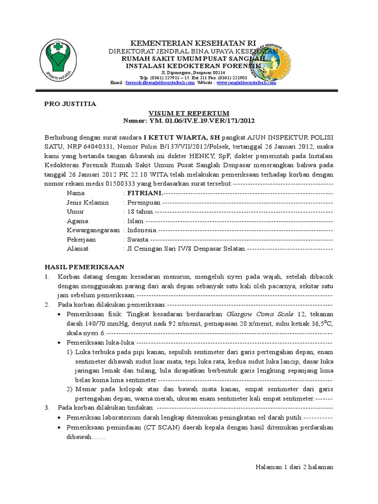 Contoh Visum Luka | PDF