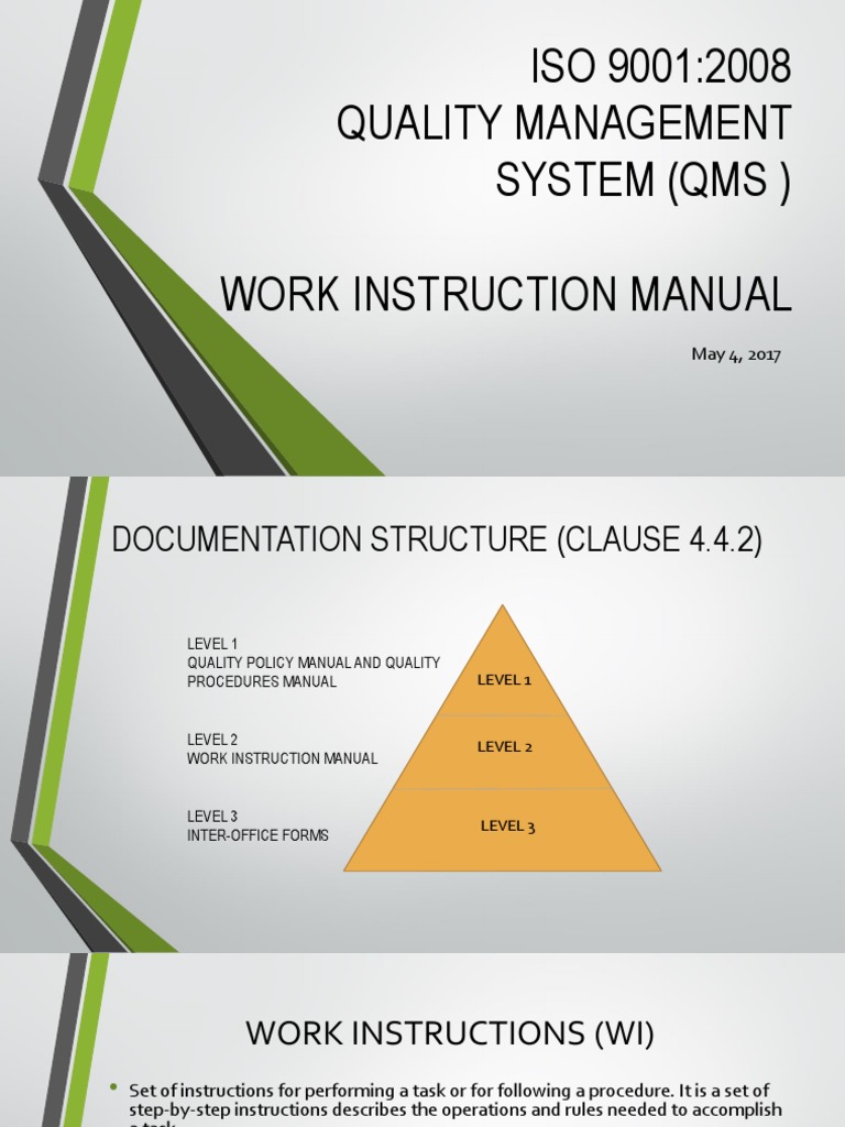 ISO 9001:2008 Quality Management System (QMS) Work Instruction Manual | PDF