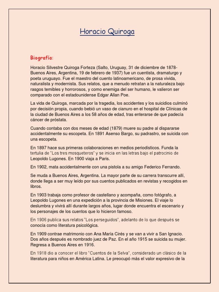 Análisis Obra Horacio Quiroga