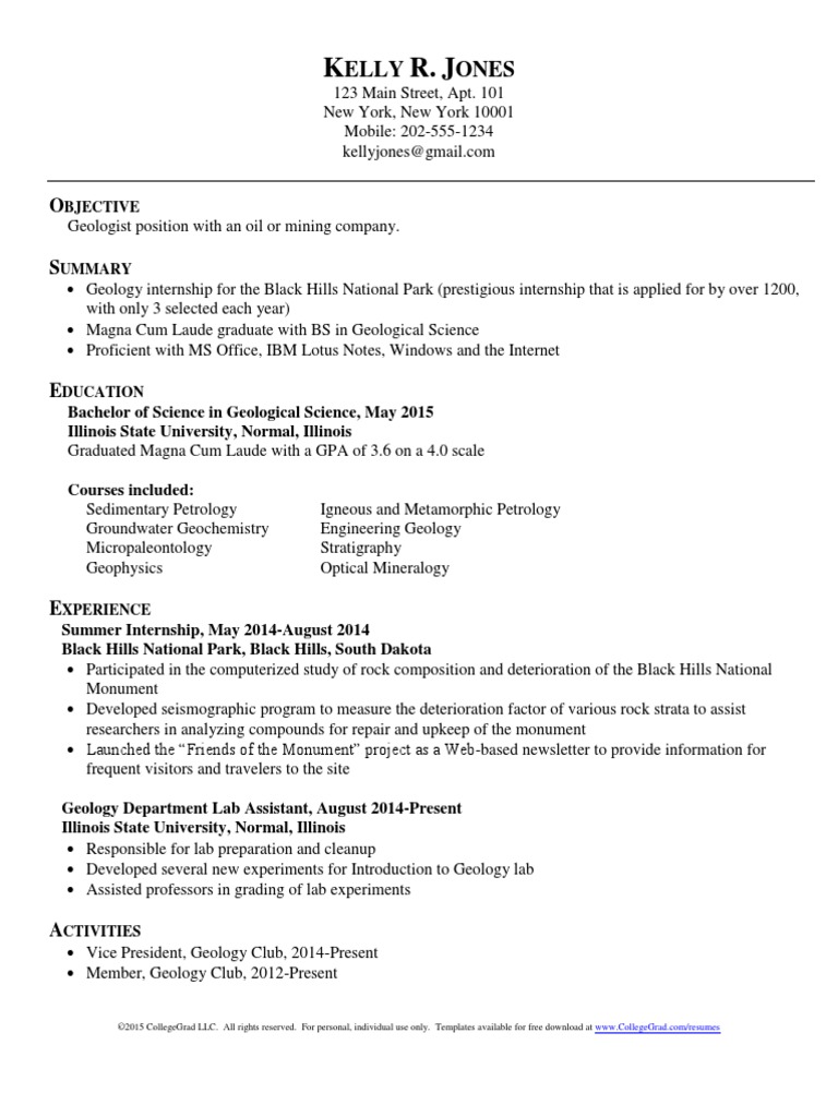 Geology Resume Template | PDF