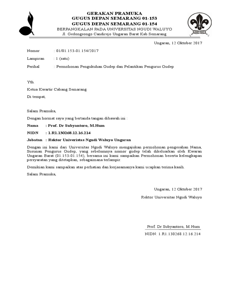 Surat Pengukuhan Gudep | PDF