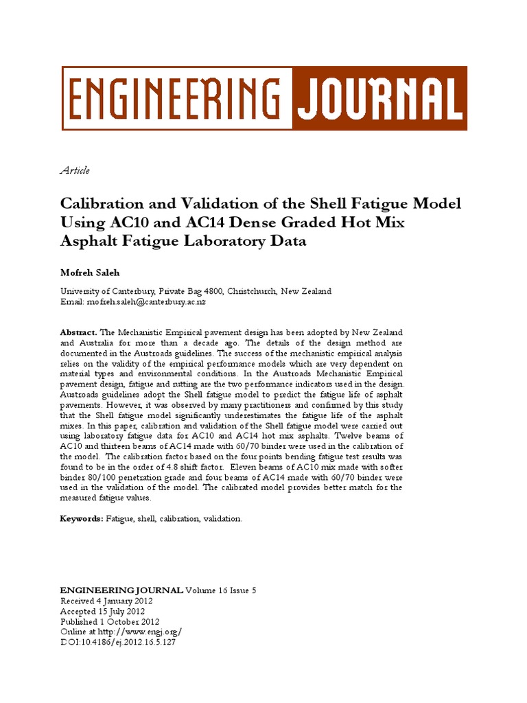 Calibration and Validation of The Shell Fatigue Model Using AC10 and ...