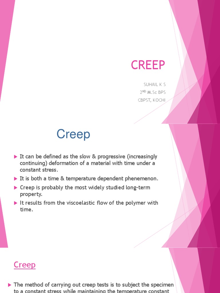 Creep: Suhail K S 2 M.SC Bps CBPST, Kochi | PDF | Creep (Deformation ...