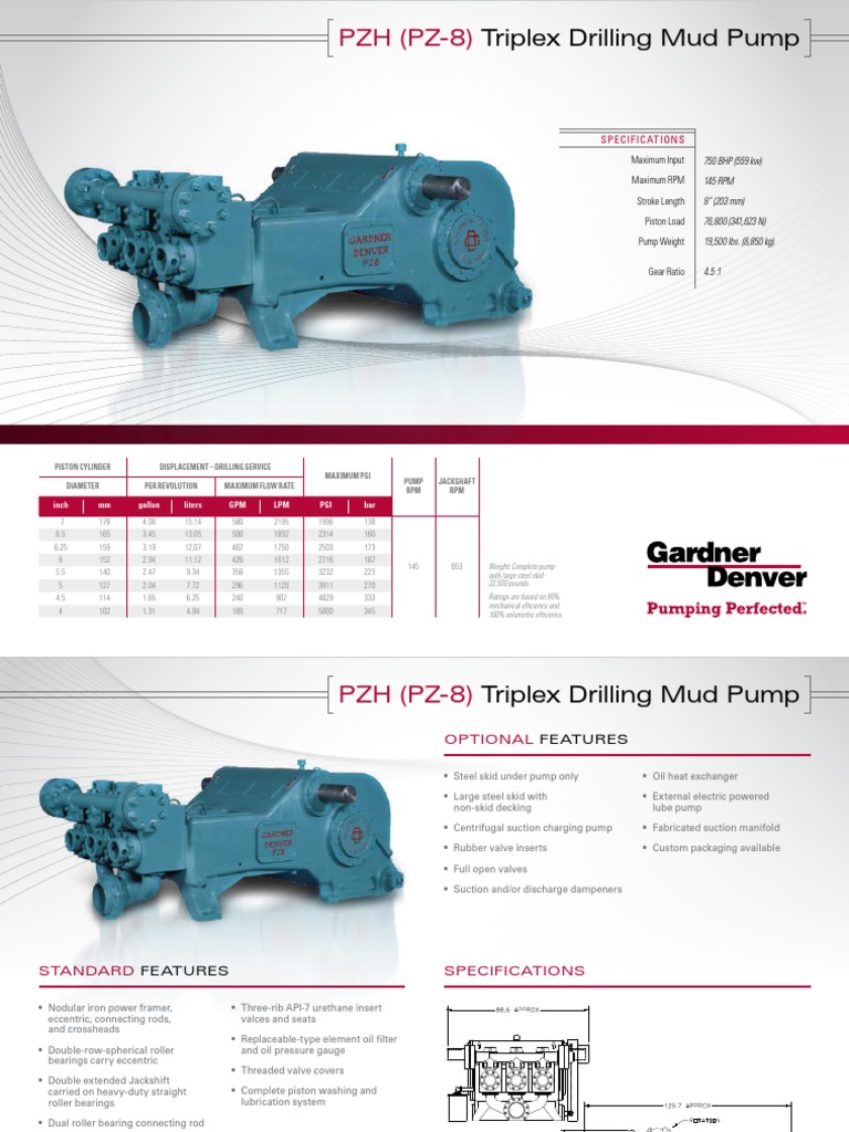 Gardener Denver PZ8 Specs | PDF | Pump | Piston