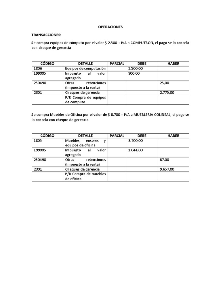 transacciones de Contabilidad Bancaria | Bancos | Cheque