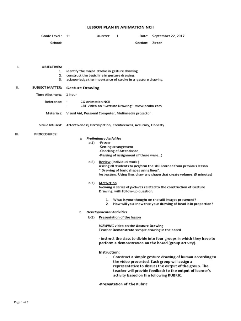 DLP Animation - September 22 2017 | PDF | Lesson Plan | Rubric (Academic)