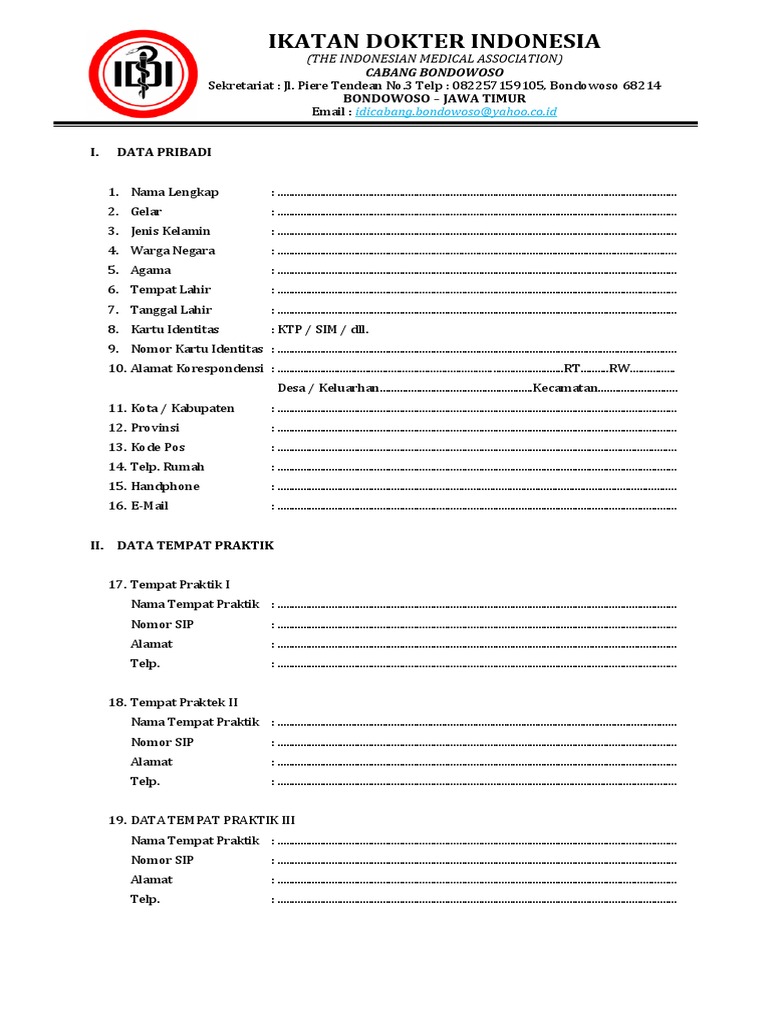 Form Kta Idi | PDF