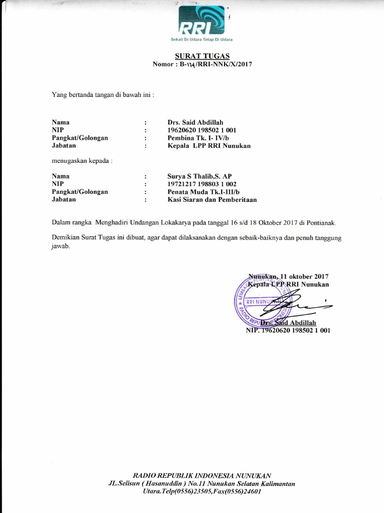 Surat Tugas | PDF