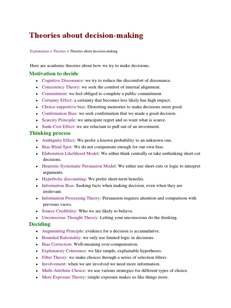 Theories About Decision | PDF