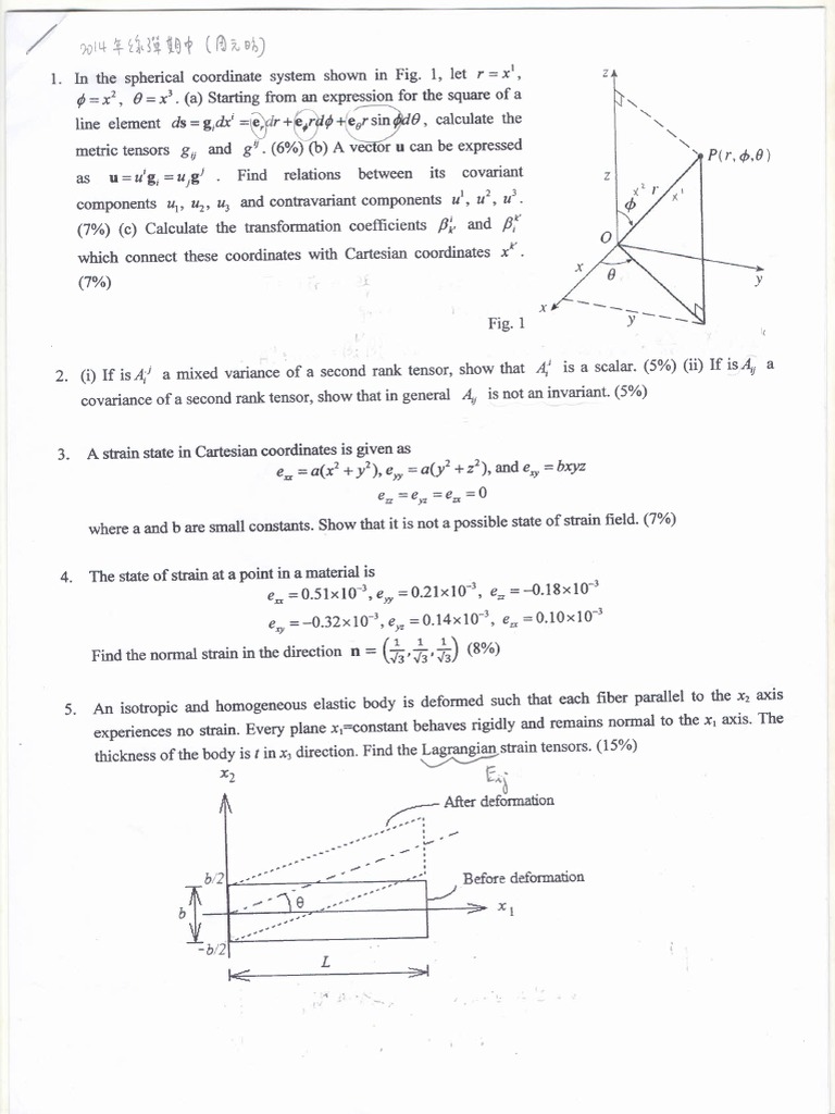 Strain tensors and transformations between coordinate systems | PDF ...