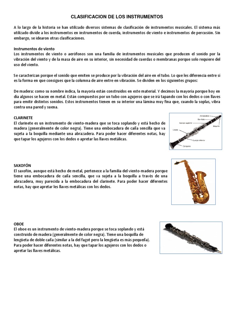 Clasificacion de Los Instrumentos | PDF | Instrumentos de cuerda ...