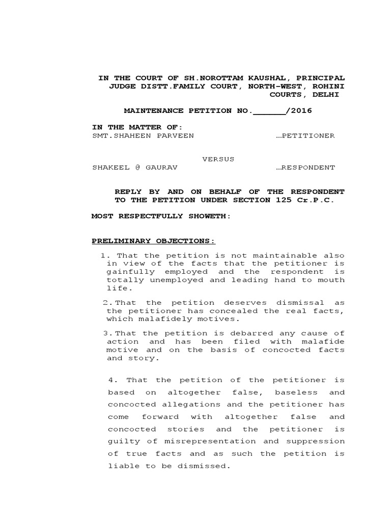 Sample Reply 125 CRPC | PDF | Marriage | Affidavit