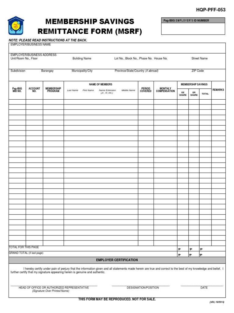 Msrf Form Fillable - Printable Forms Free Online