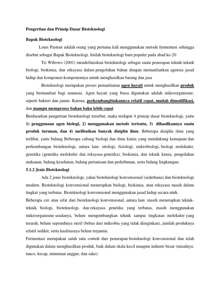 Pengertian Dan Prinsip Dasar Bioteknologi | PDF
