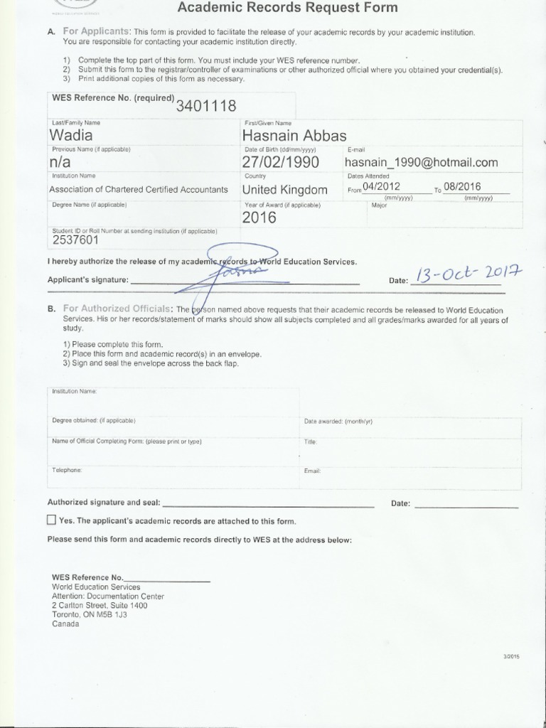 Academic Records Request Form | PDF