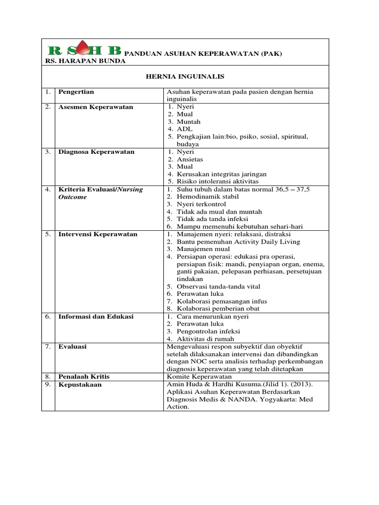 Panduan Asuhan Keperawatan Hernia Inguinalis | PDF | Pengembangan Diri | Kesehatan Holistik