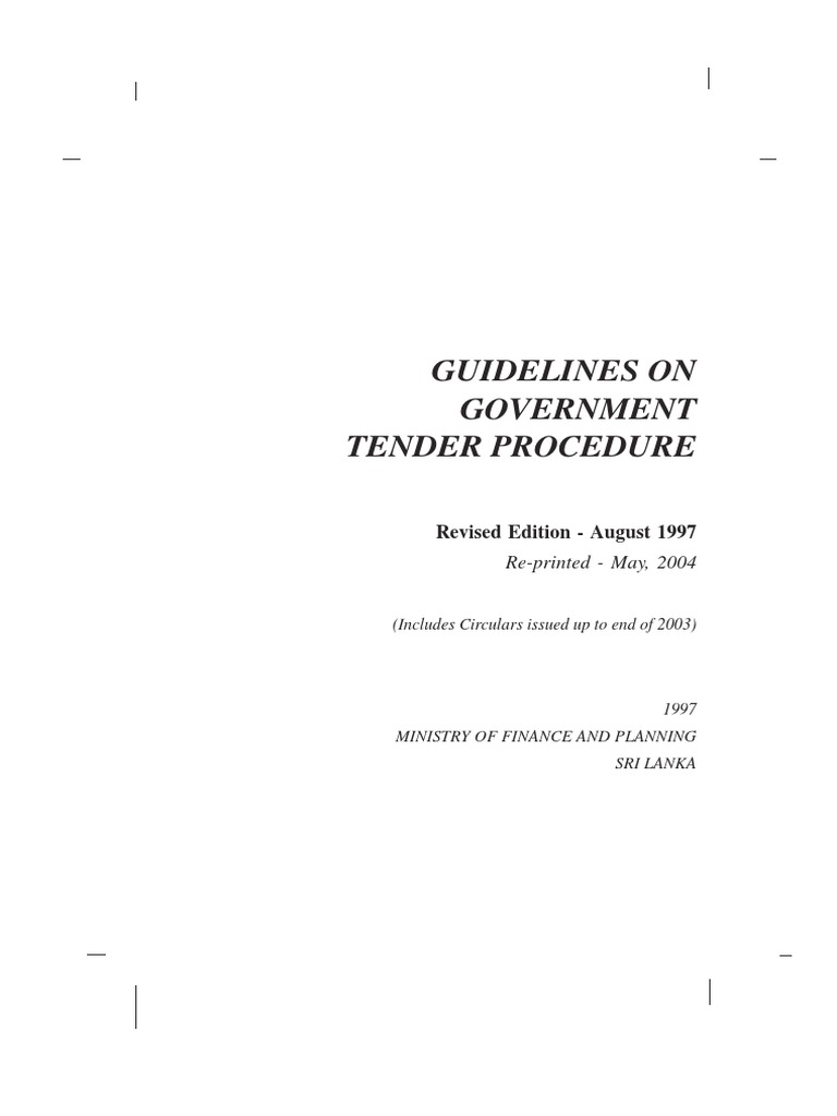 Government Tender Procedure Guidelines | PDF | Construction Bidding ...